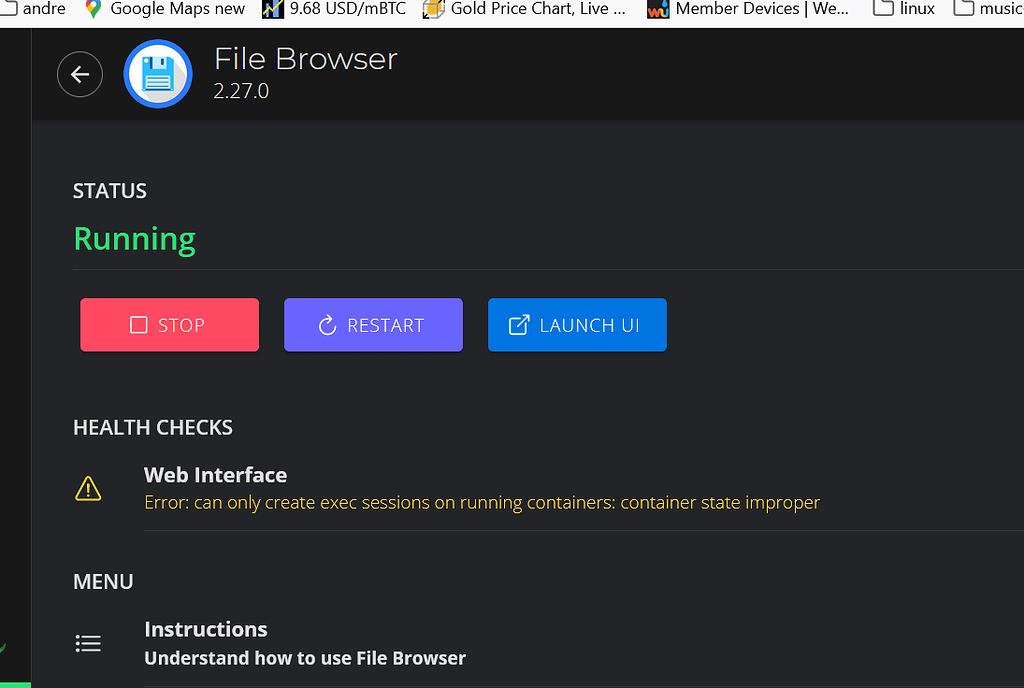 File browser web interface error - Services Support - Start9 Community